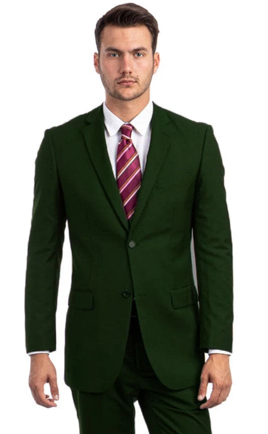 Men's Vested Two Button Notch Lapel Modern Fit Solid Color Wedding Suit ...