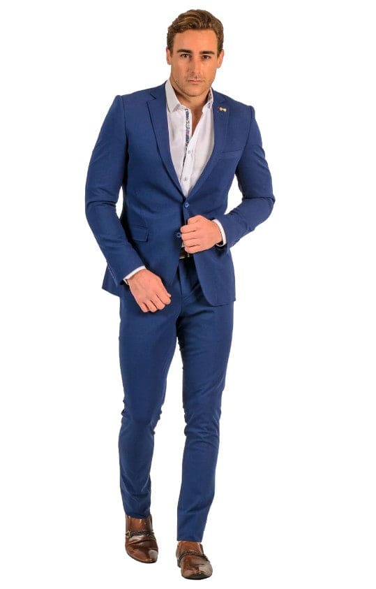 Stretch Fabric Suits - Slim Fit Suit in Color Navy - Giovanni Testi 2 ...