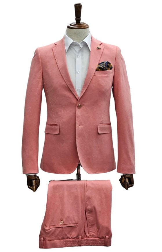 Stretch Fabric Suits - Slim Fit Suit in Color Salmon - Giovanni Testi ...