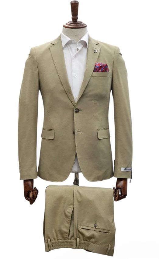 Stretch Fabric Suits - Slim Fit Suit in Color Tan - Giovanni Testi ...