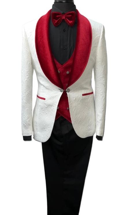 White and Red Tuxedo Turkish Suit Red And White | Alberto Nardoni