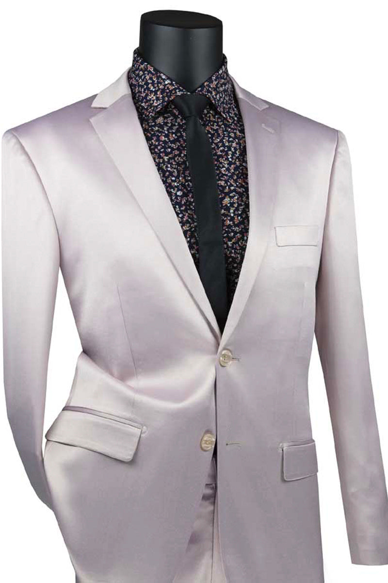 Mens Ultra Slim Fit Strech Sateen Shiny Sharskin Suit in Blush ...