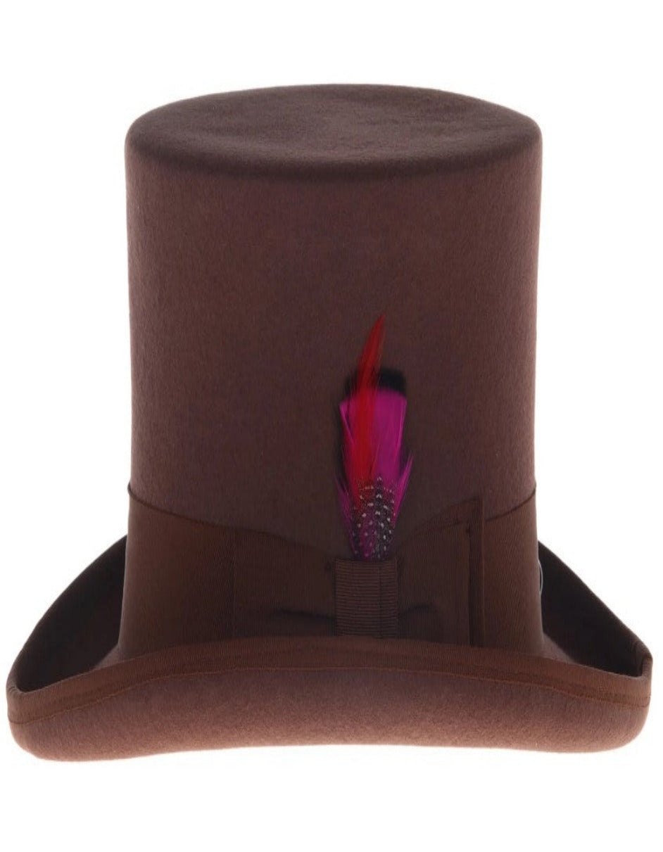 Brown Dress Hat 1920s Fedora Style - Men's Tall 100% Wool Dress Top Hat ...