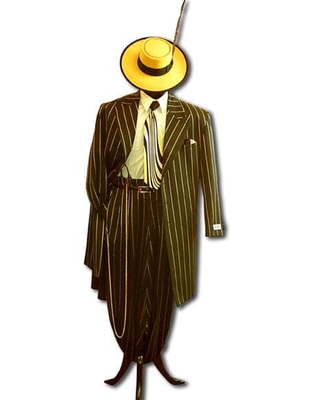 Mens Pimp Coat + Pimp Jacket Vest and Pants - Gangster Yellow Stripe ...