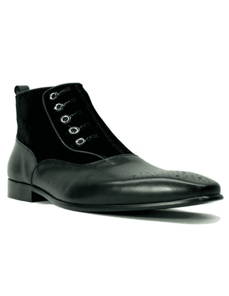 Botines para hombre negro Carrucci Black Leather And Suede Leather But ...