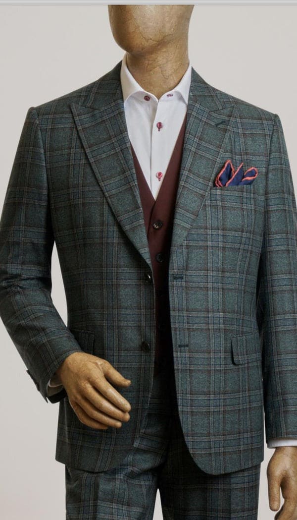Steve Harvey Suits - Green/Brown - Designer Brand Suit No Pleated Pants ...
