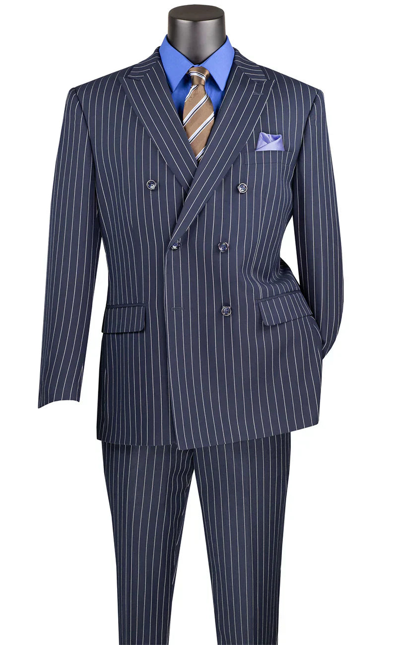 Rockefeller Collection - Double Breasted Stripe Suit Navy Regular Fit 2 ...