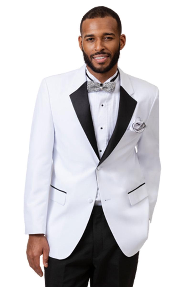 "EJ Samuel Two-Button Tuxedo - Notch Lapel, White & Black" | Alberto ...
