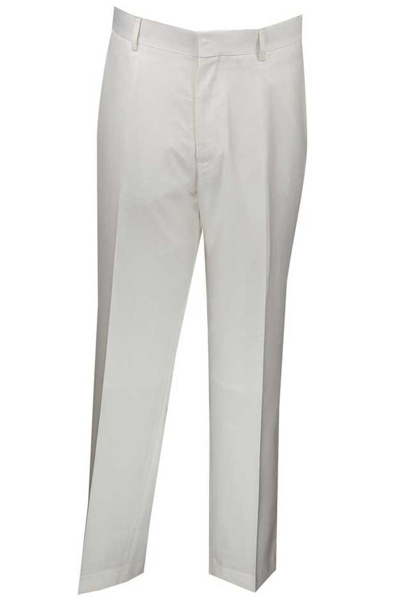 Mens Slim Fit Wool Feel Flat Front Dress Slacks in White | Alberto Nardoni