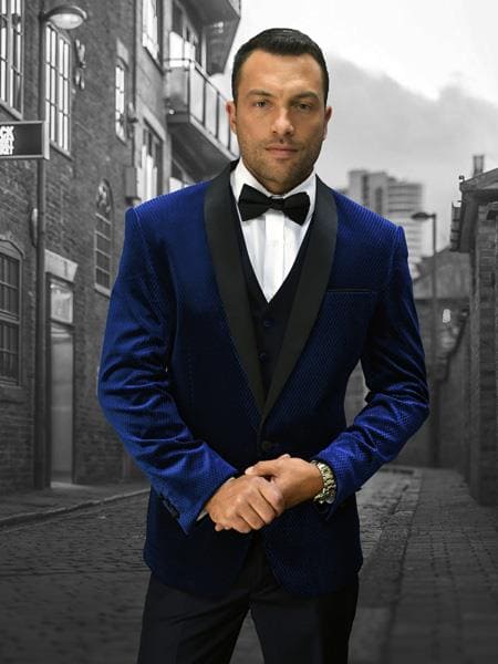 Men's Velvet Suit Shawl Lapel Dark Navy Suit | Alberto Nardoni