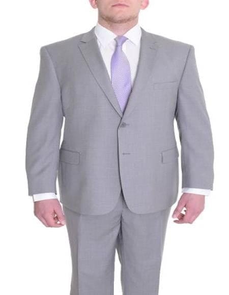 Men's Portly Fit Solid Gray Suit | Alberto Nardoni