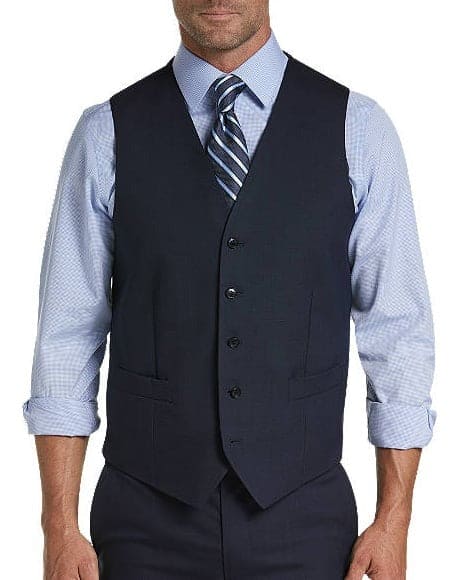 Five Button Besom Pocket Men's Blue Tic Modern Fit Suits Separates Vest ...