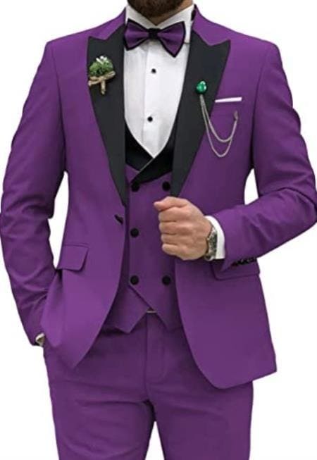Ultra Slim Fit Prom Tuxedos - Purple Prom Suits With Double Breasted V ...