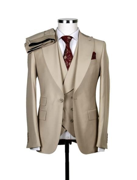 Big Lapel - Wide Lapel - Tom Ford Style Suit - Ticket Pocket - Tan ...