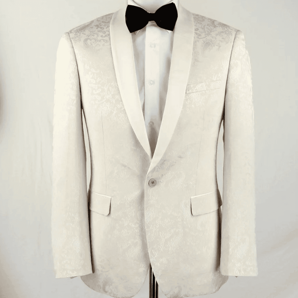 Ivory Dinner Jacket Blazer - Cream Paisley Wedding Tuxedo Jacket ...