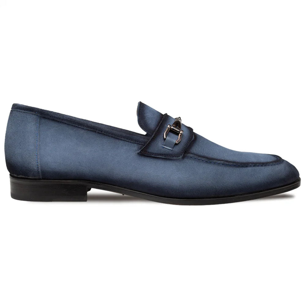 Mezlan Bracco Suede Ornament Loafer Blue (21735) | Alberto Nardoni