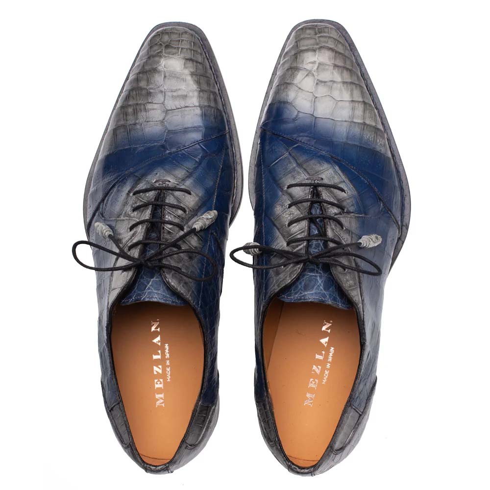 Mezlan Pueblo Crocodile Oxford Pearl Grey / Blue (50115-F) | Alberto ...