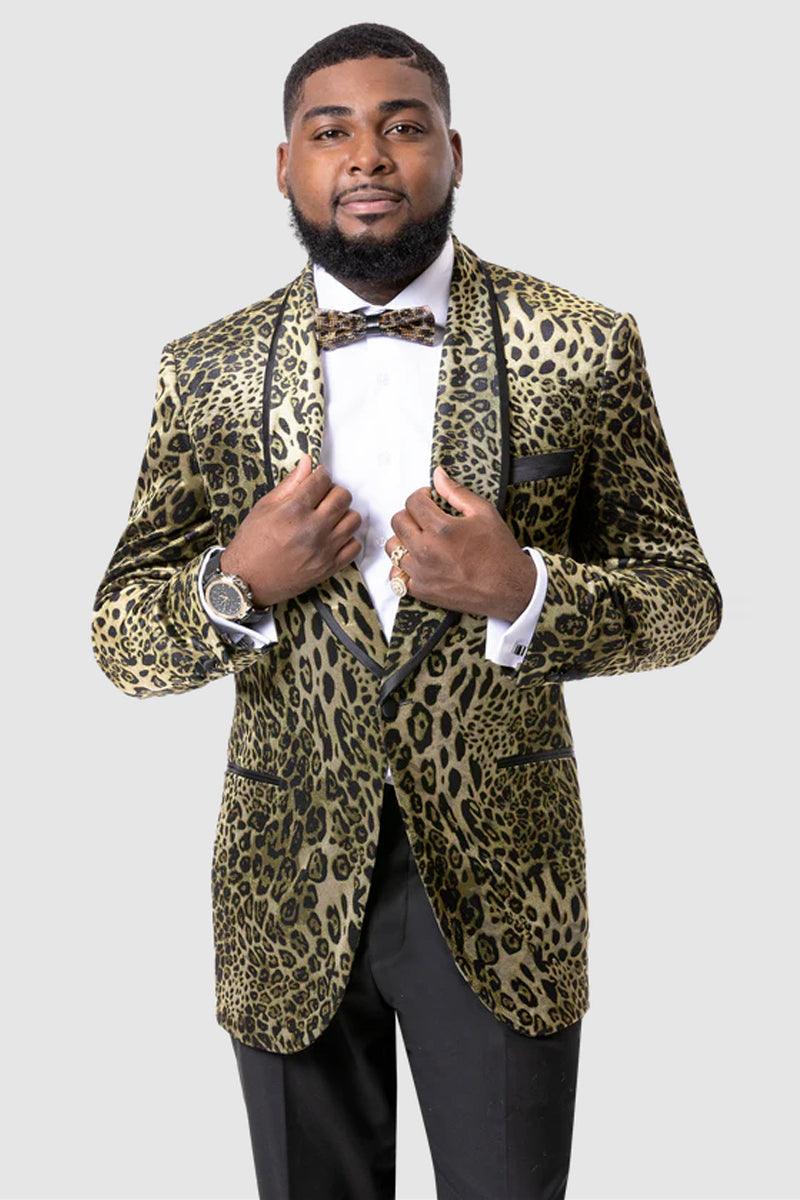 Men's EJ Samuel One-Button Leopard Prom Tuxedo Jacket | Alberto Nardoni