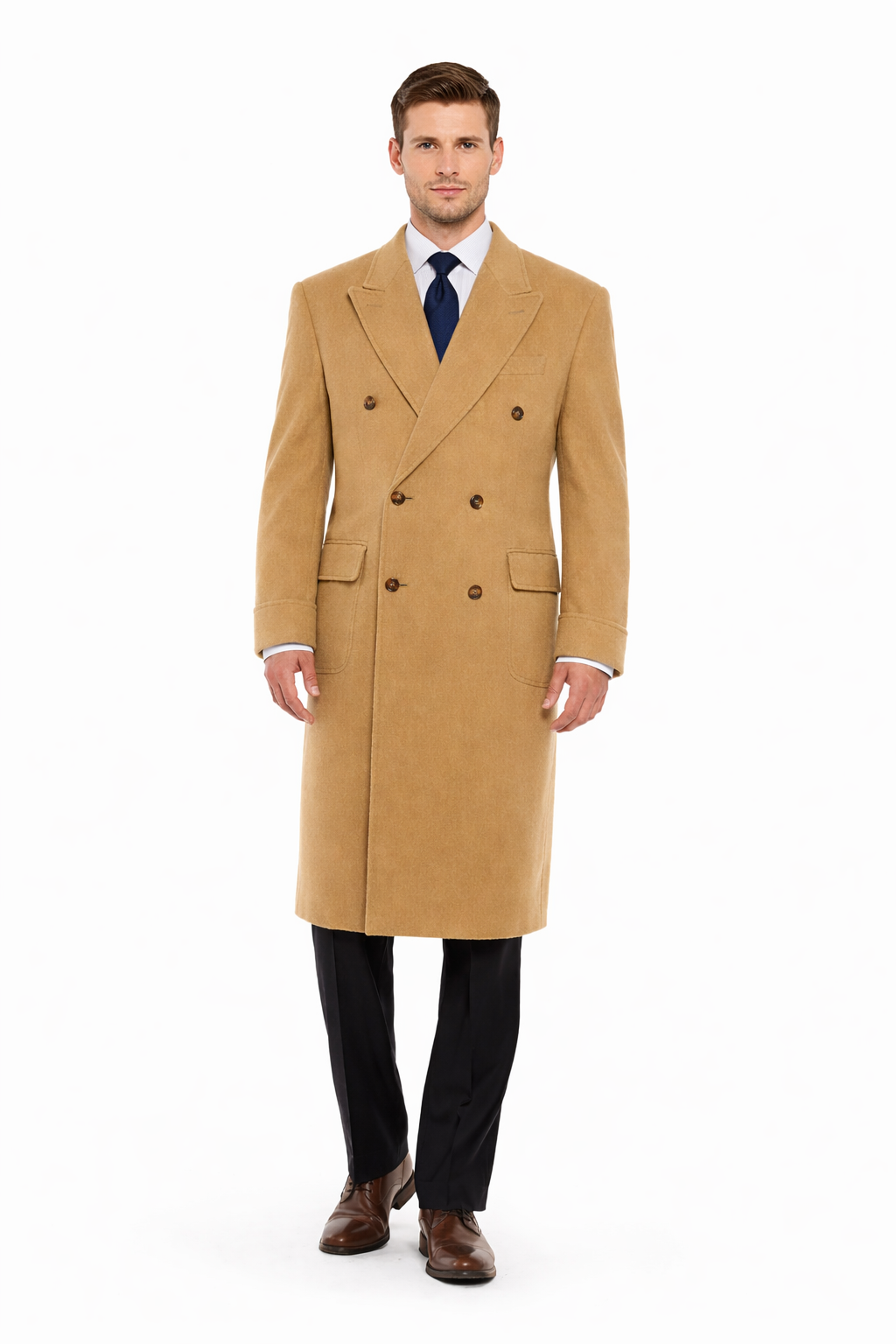 Men Tan Color Overcoat | Alberto Nardoni