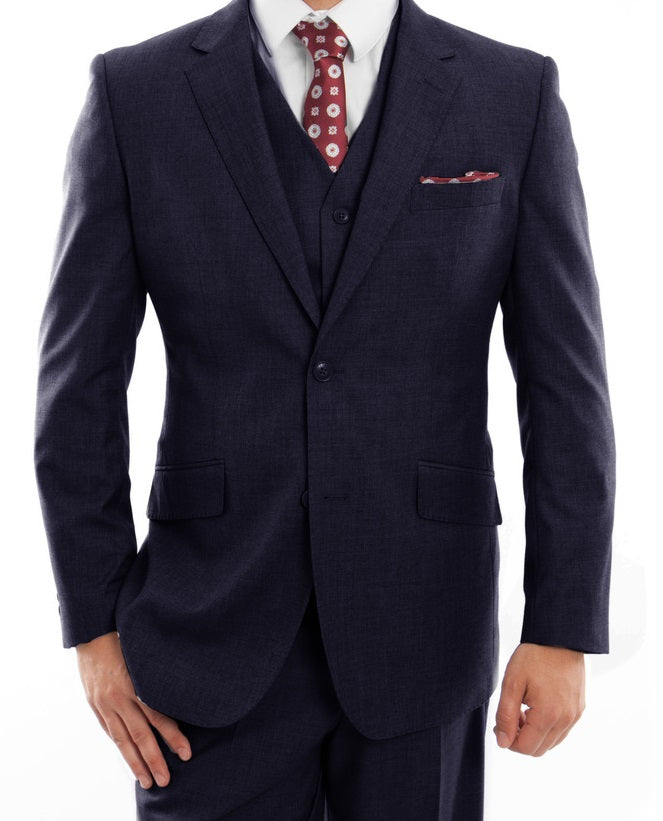 Arezzo Collection - 100% Wool Suit Modern Fit Italian Style 3 Piece in ...