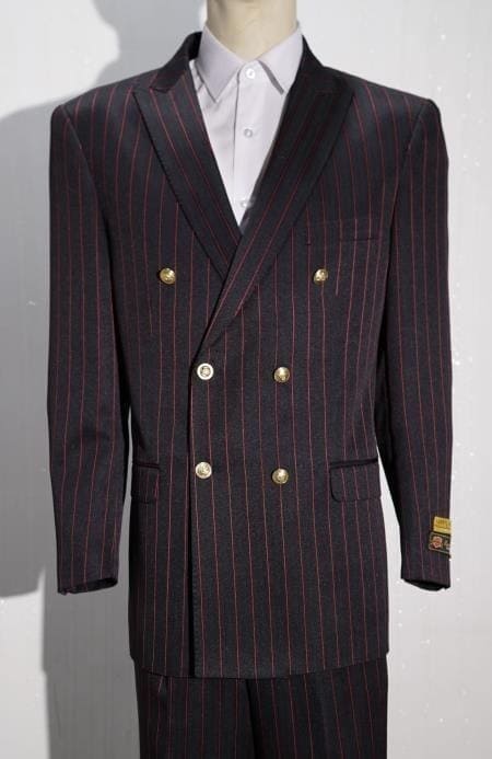 Mens Pimp Suit -Pinstripe Zoot Suit Black and Red Suit | Alberto Nardoni