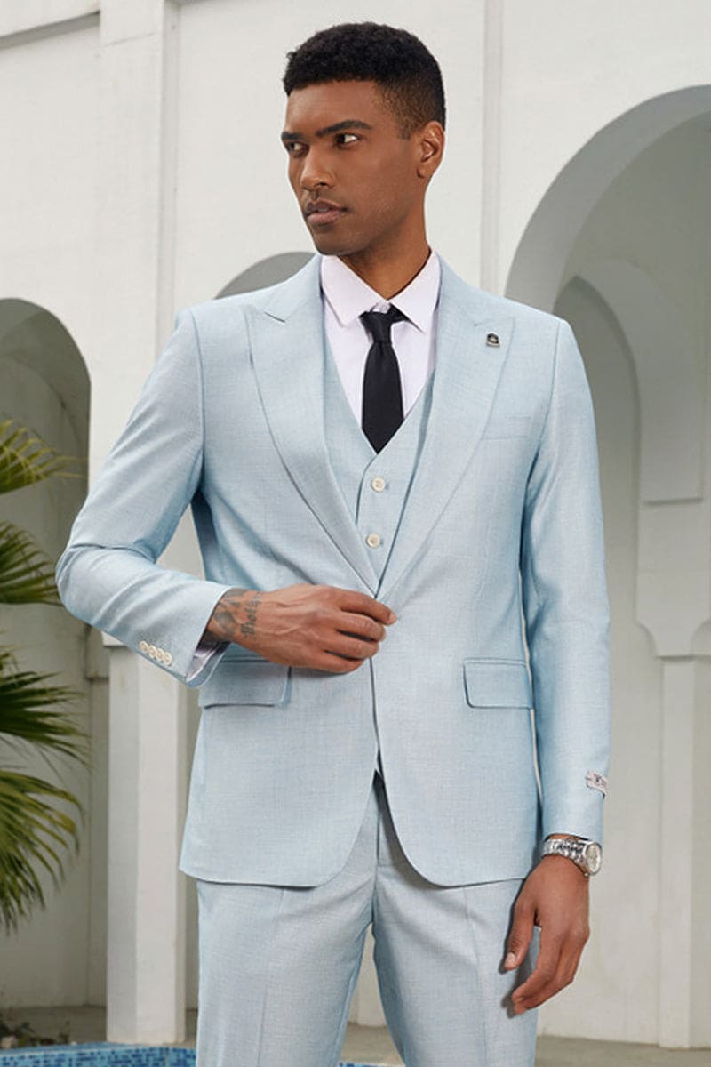 Mens Stacy Adams Suit - Stacy Adams Suit Men's Grey Blue Summer Suit ...