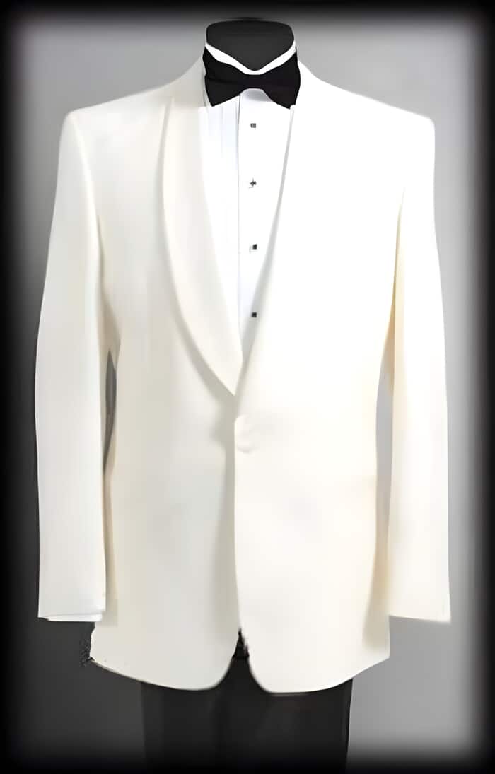 Mens White Dinner Jacket Single Buttons Shawl Collared - Ivory (Cream ...