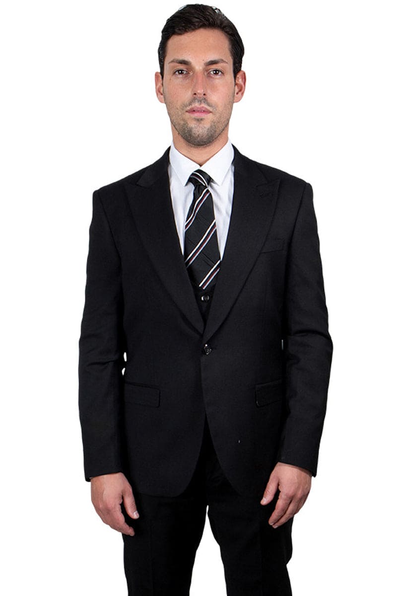 Mens Stacy Adams Suit - Stacy Adams Suit Men's Black Suit - One Button ...