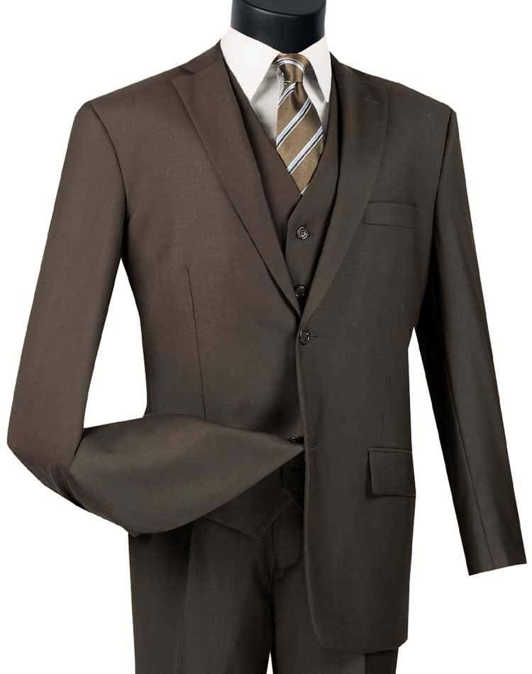 Three Piece Classic Fit Vested Suit Color Brown | Alberto Nardoni