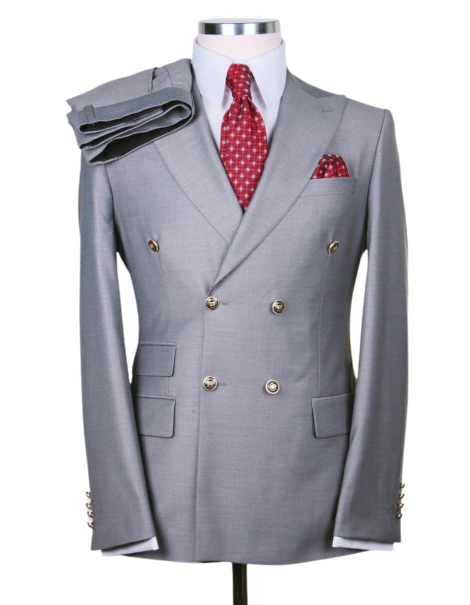 Mens Wool Business Suits For Men - Wool Fabric "Gray" Suit | Alberto ...