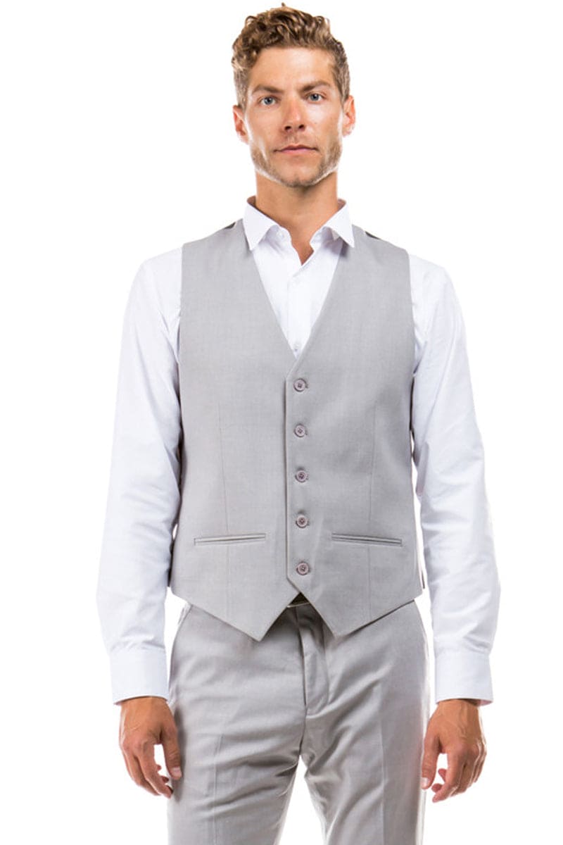 "Designer Wool Vest for Men - Light Grey Suit Separate" | Alberto Nardoni