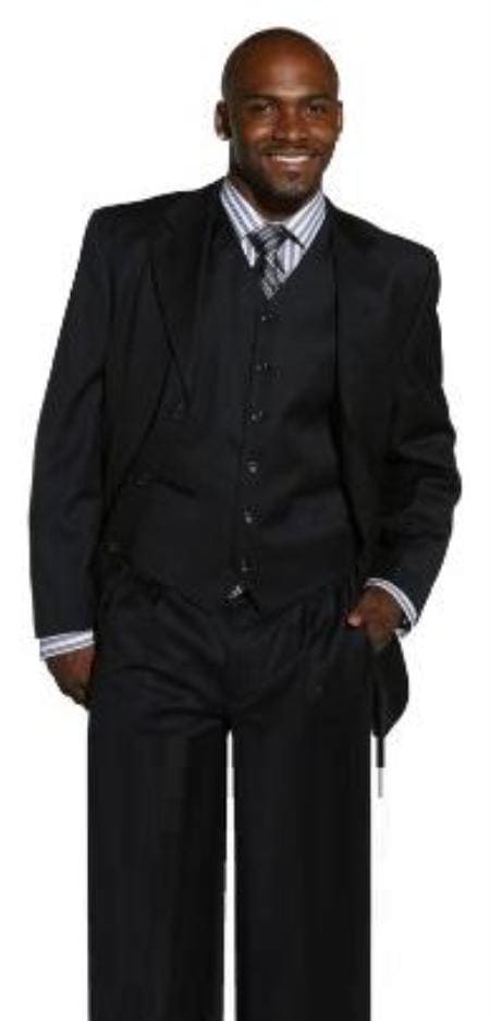 Men Black Pleated Pants - Athletic Fit Suits - Executive Cut Suit ...