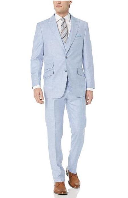 Mens Light Blue Tweed Suit - Groom Tweed Wedding Suit – Alberto Nardoni