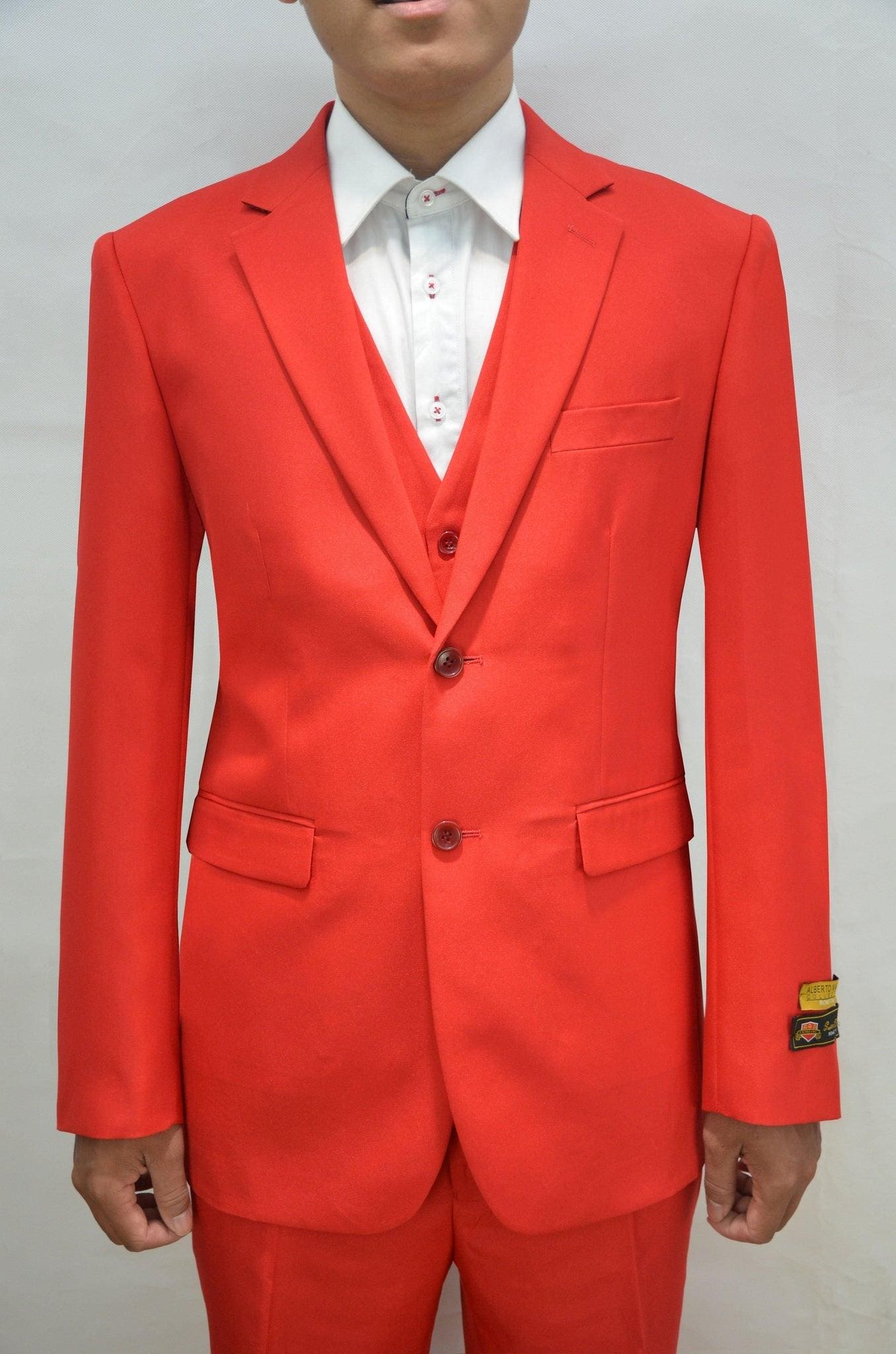 Red Slim Fit Suit | Alberto Nardoni